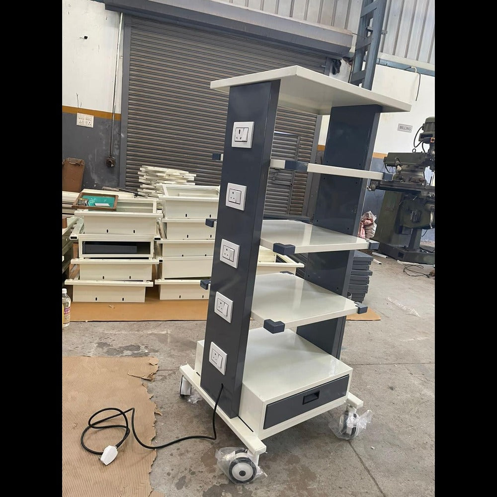 Endoscopy Trolley Plain with 5 shelves & 1 Locker. – REVITI
